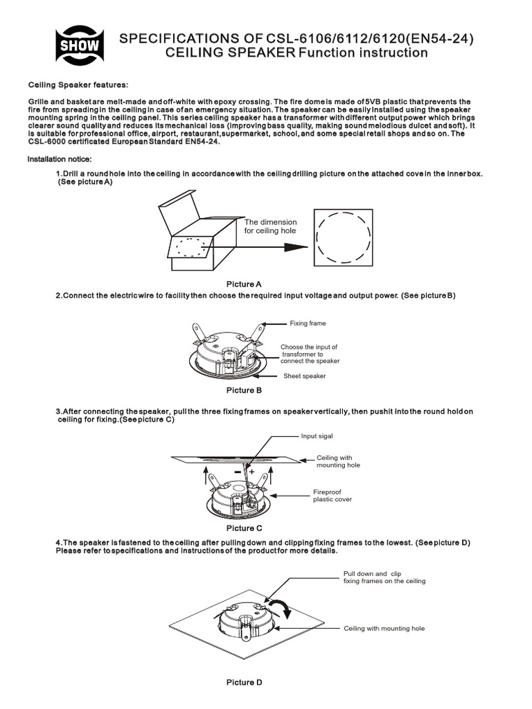 Unistar CSL series speaker specifications | PDF