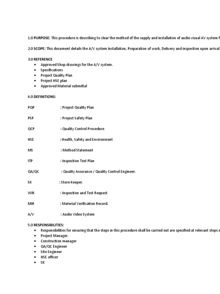 Method Statement | PDF