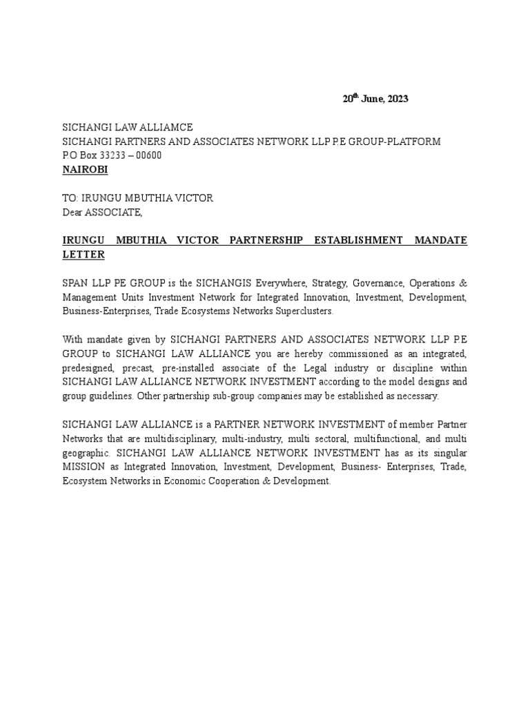 Mandate Letter | PDF