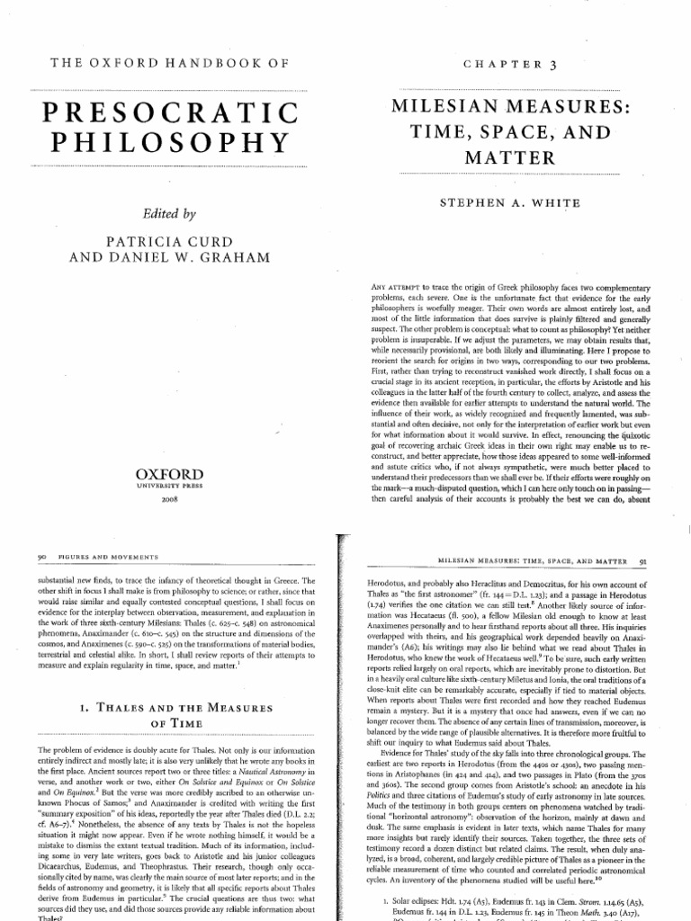 Milesian Measures Space Time and Matter | PDF