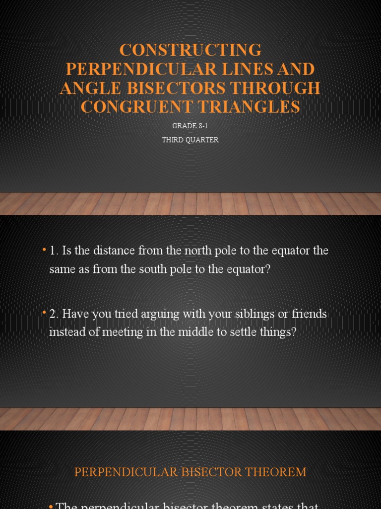 Grade 8 - Constructing Perpendicular Lines | PDF | Triangle | Perpendicular