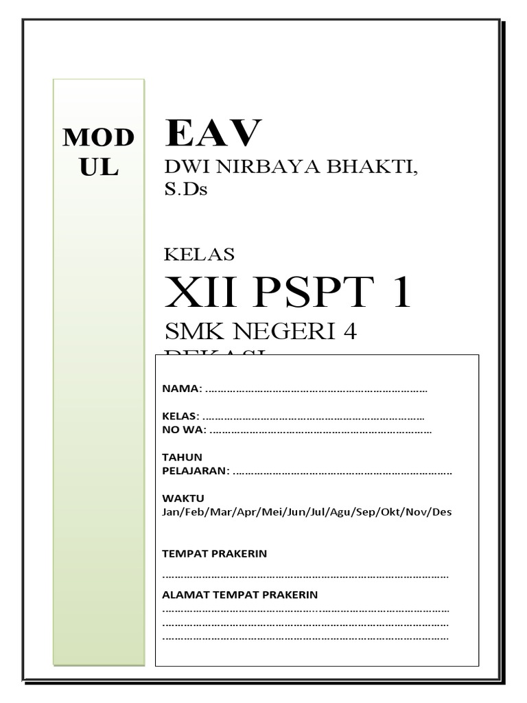 Modul 1 Eav Kelas Xii Pspt1 Pdf