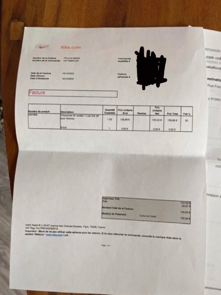 Facture Jordan 1 Low TS Phantom | PDF