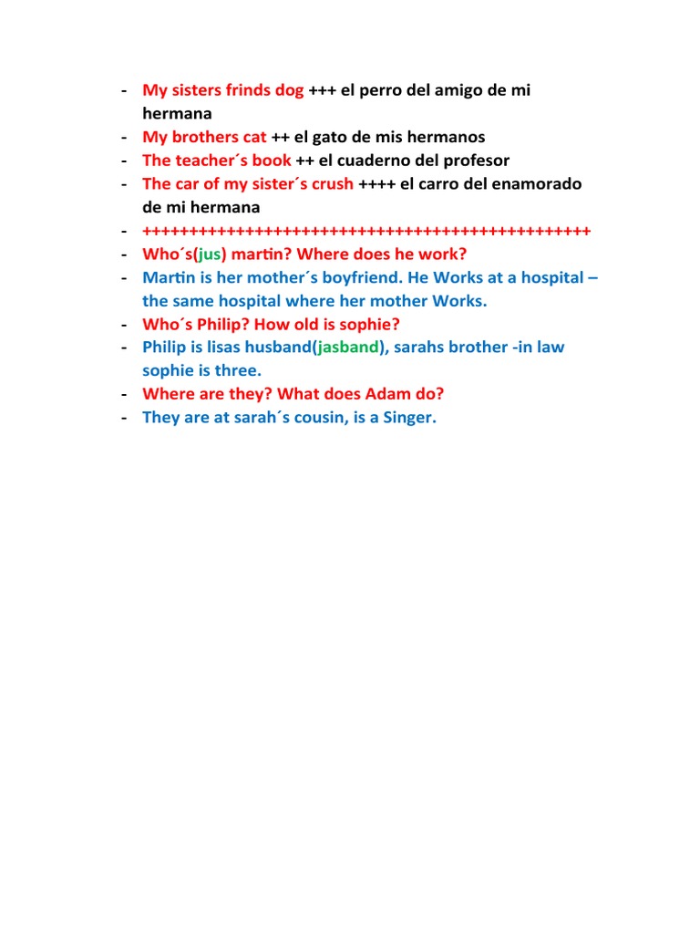 Family and Friends Descriptions in Spanish | PDF