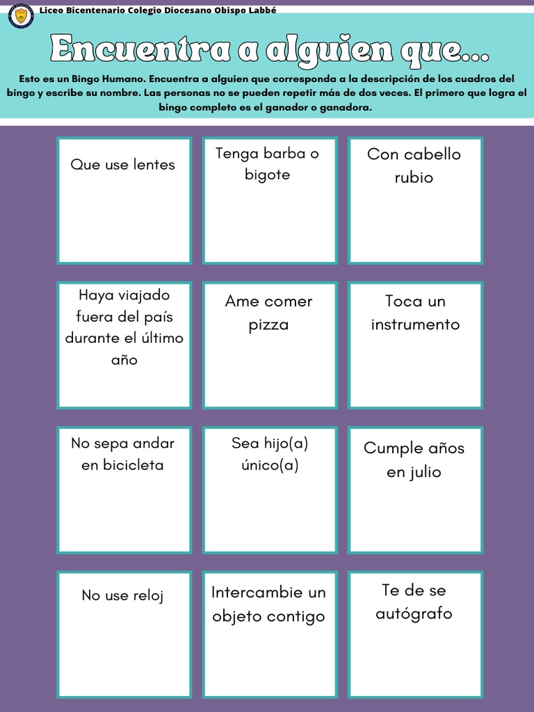 Bingo Humano Encuentra a Alguien Que | PDF