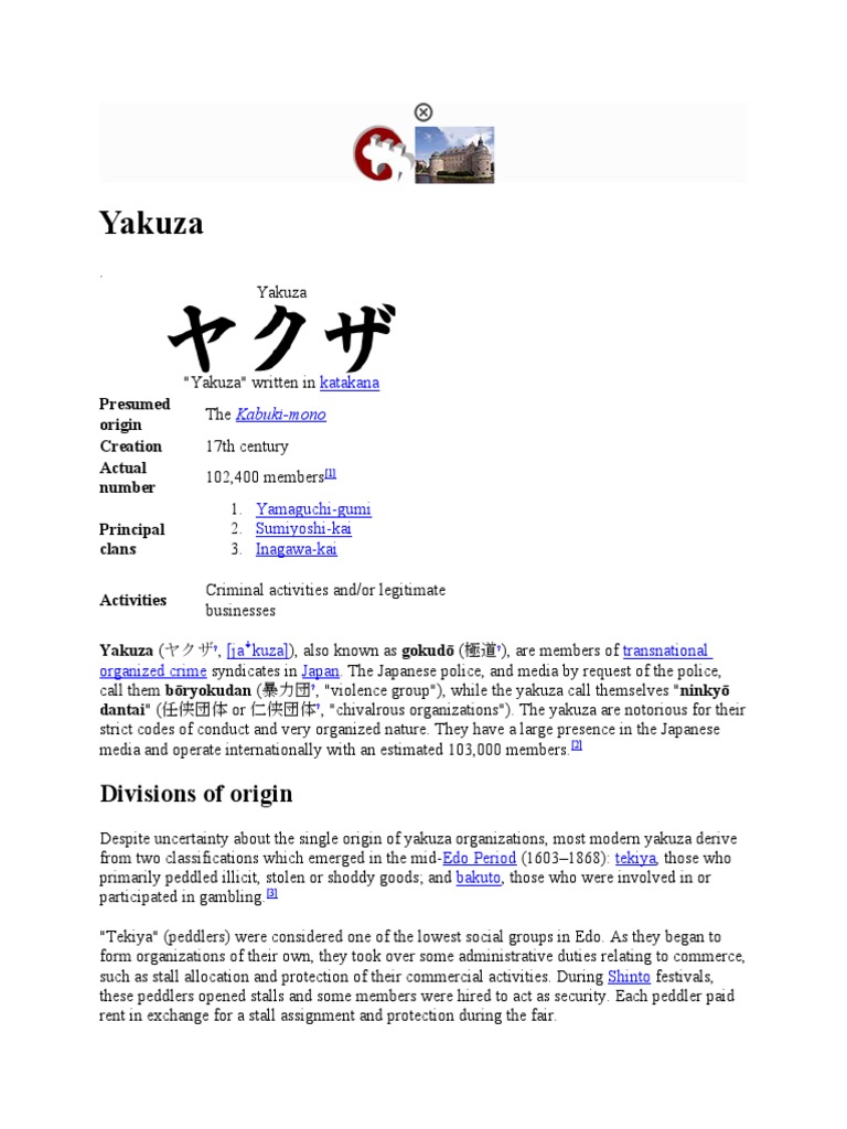 Yakuza: Japan's Organized Crime Syndicates | PDF