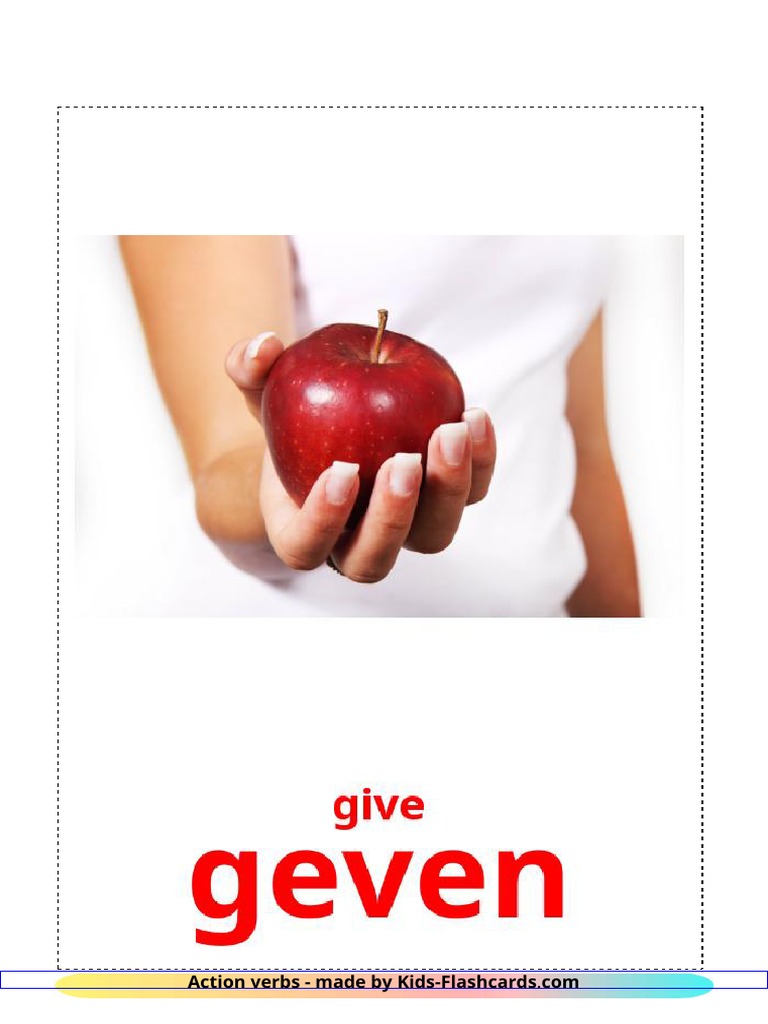 Free Printable Action Verbs Flashcards | PDF | Language Arts ...