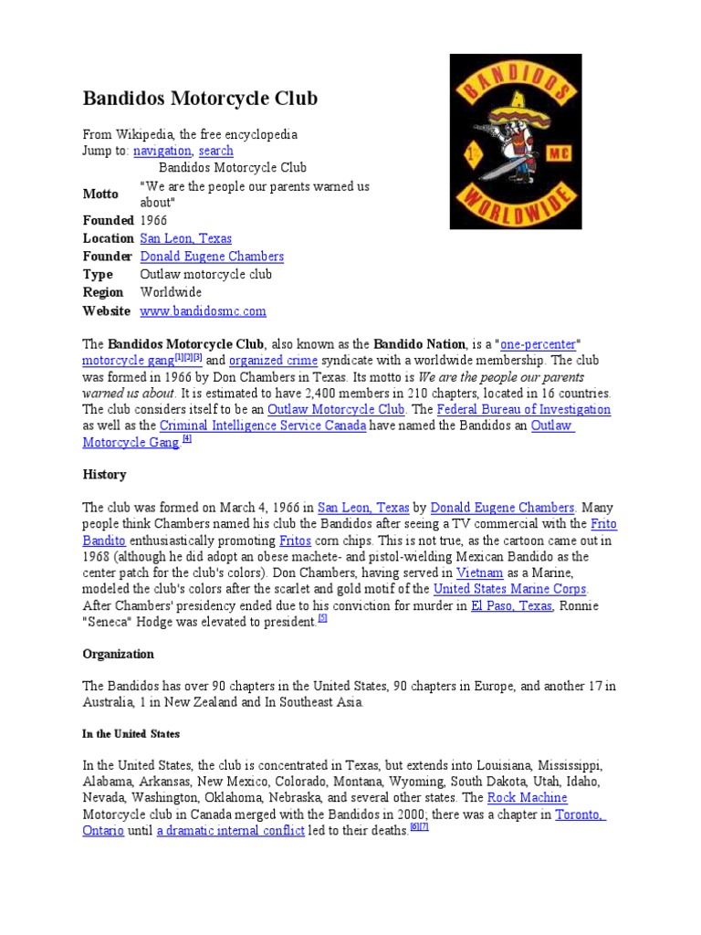 List Of Bandidos Support Clubs