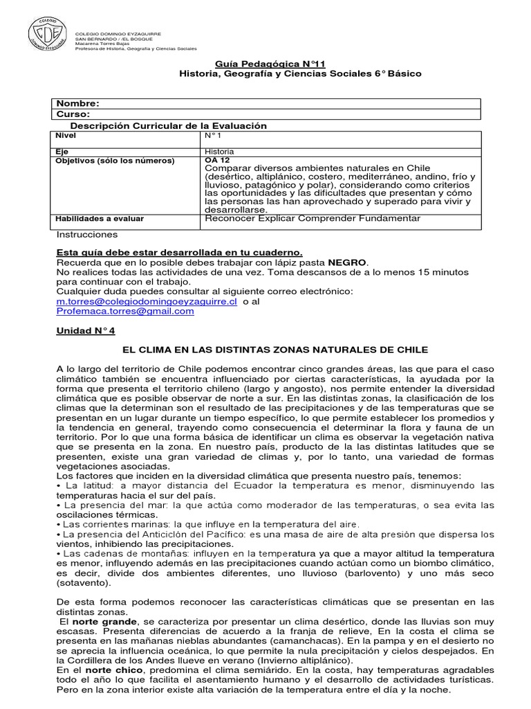 Guía N°11 Historia 6° Básico | PDF