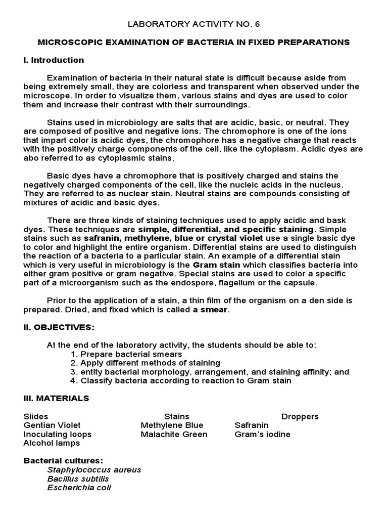 Microbiology and Parasitology Laboratory Activity No.6 | PDF