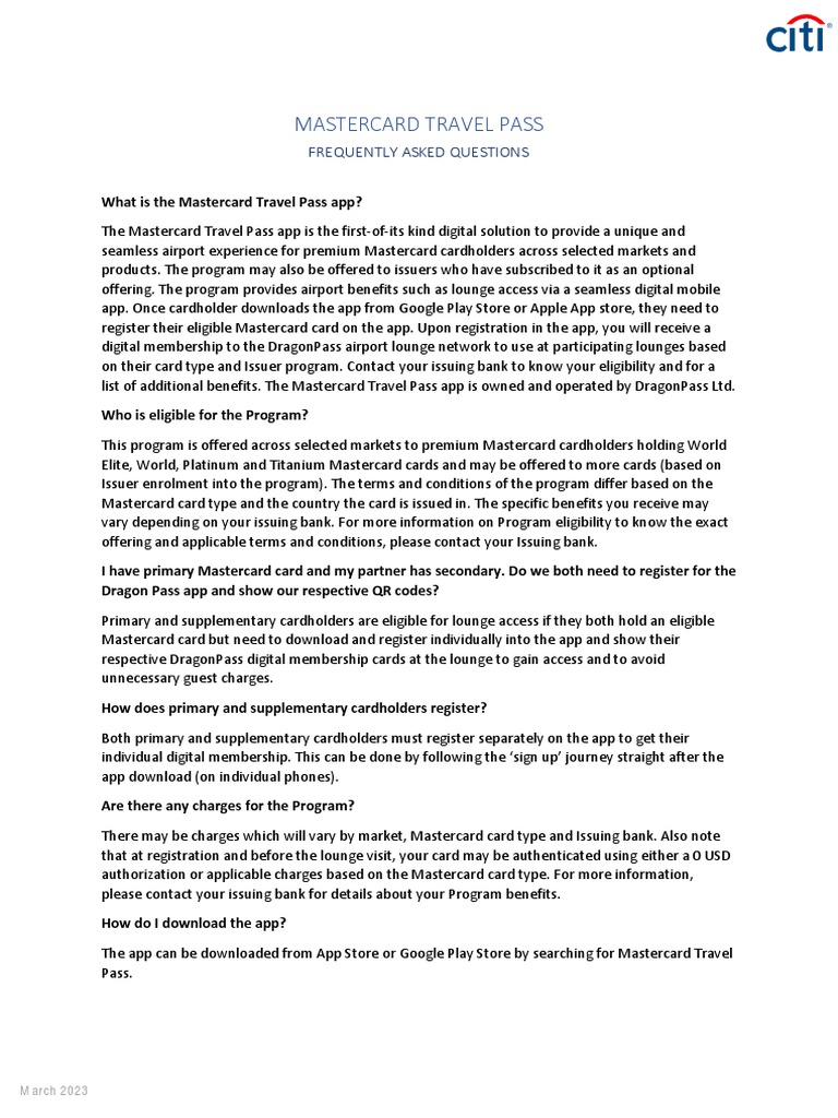 Mastercard Travel Pass | PDF | Master Card | Mobile App