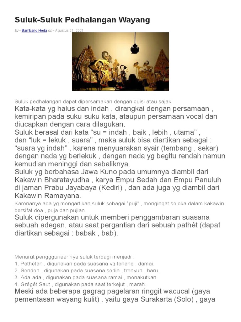 Memahami Suluk dalam Wayang Kulit | PDF