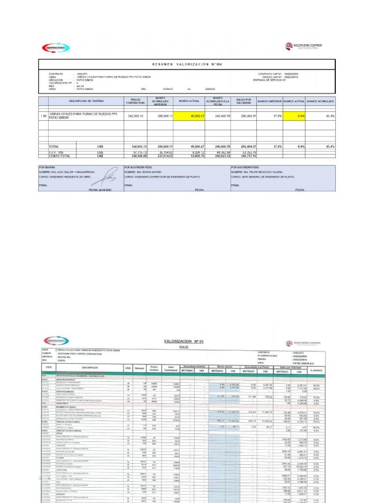 Ejemplo de Formato de Valorizacion | PDF