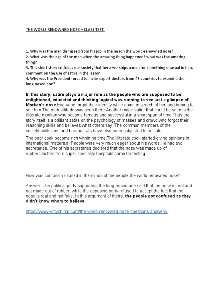The Worls Renowned Nose-Test Paper | PDF | Science & Mathematics