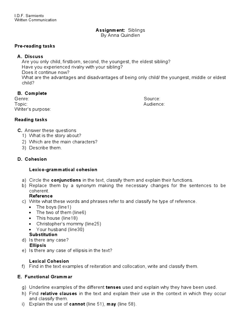 Sibling Dynamics: Written Communication Guide | PDF