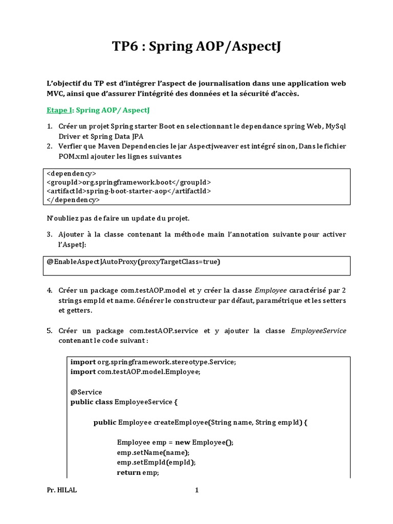 TP6 Spring AOP-AspectJ | PDF