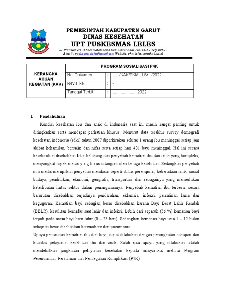 KAK Sosialisasi P4K | PDF