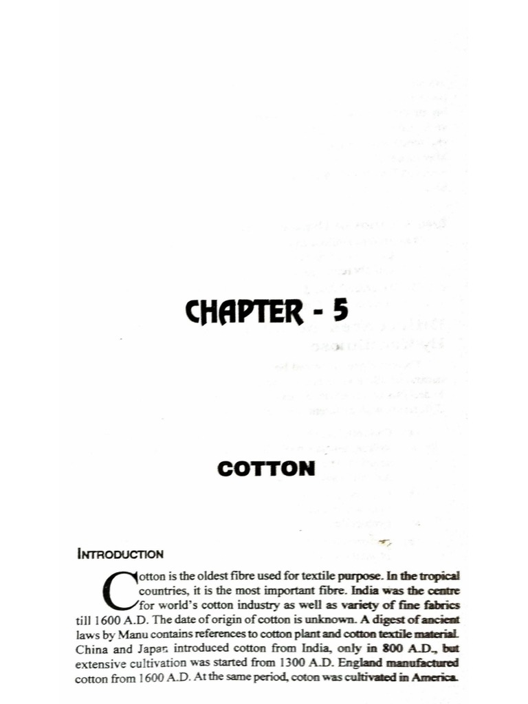 Cotton - Chp-5 - Fibre Science | PDF