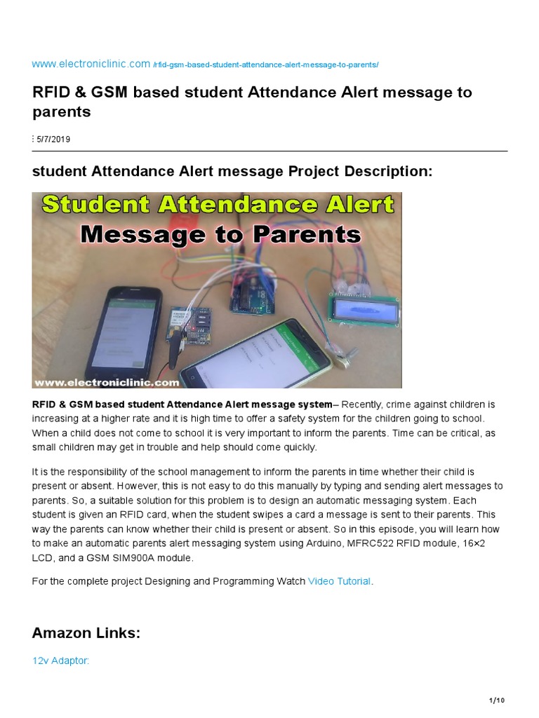 RFID GSM Based Student Attendance Alert Message To Parents | PDF ... RFID GSM Based Student Attendance Alert Message To Parents | PDF ...