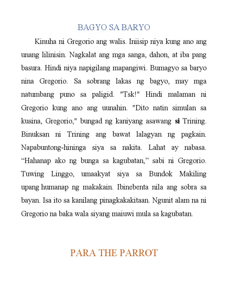 Bagyo Sa Baryo | PDF