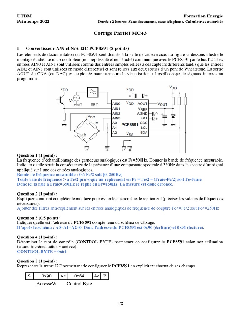Corrigé Partiel MC43 - UTBM | PDF