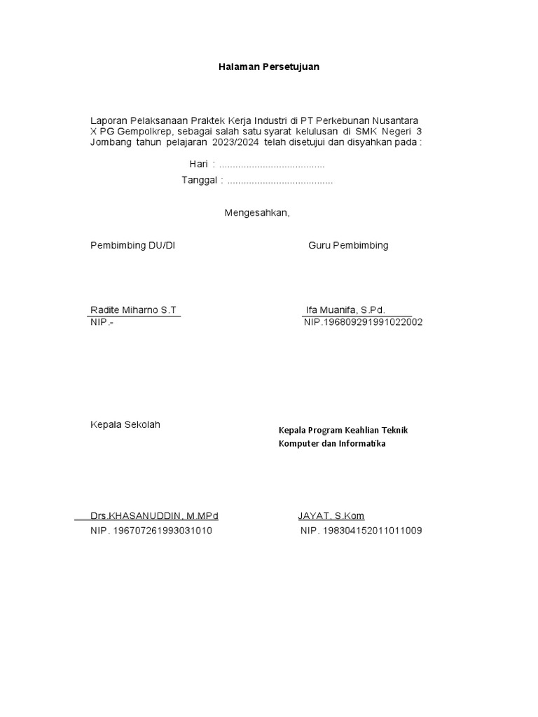 Halaman Persetujuan | PDF