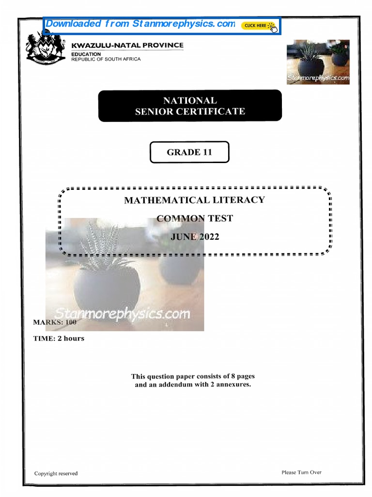 Maths Literacy Grade 11 June 2022 QP and Memo | PDF | Mathematics