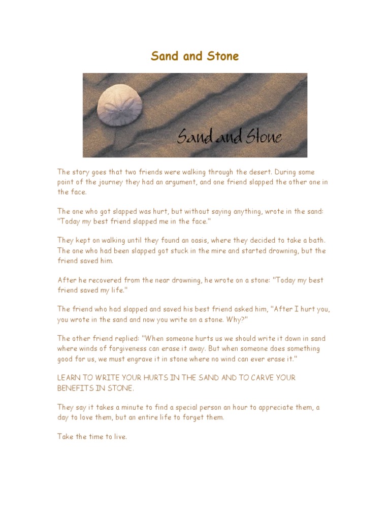 Sand and Stone: A Tale of Friendship | PDF