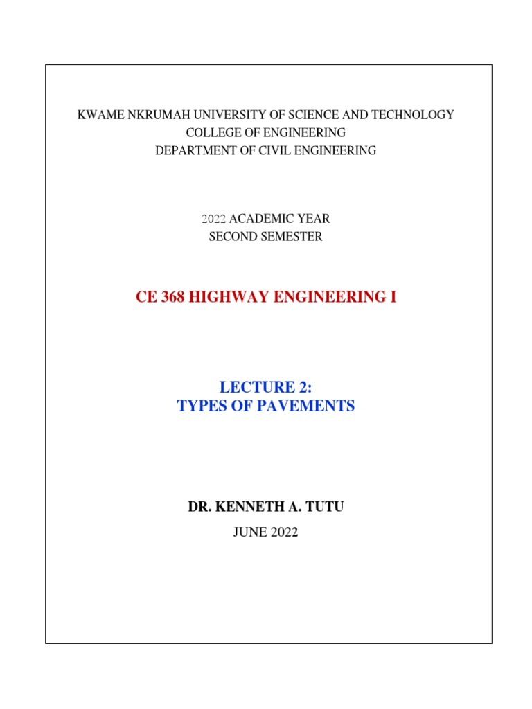 03 Lecture 02 Pavement Types Notes Pdf Road Surface Concrete
