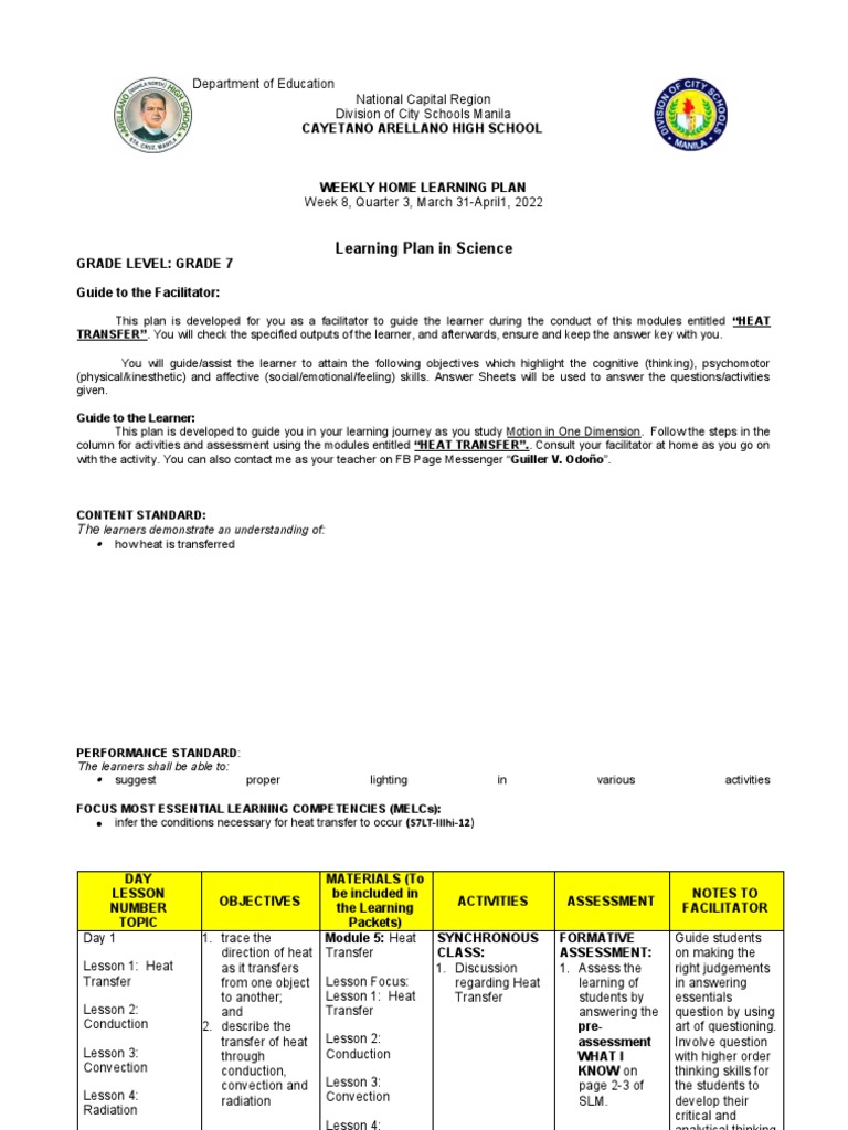 ODOÑO - Quarter 3 Week8 | PDF | Learning | Thermal Conduction