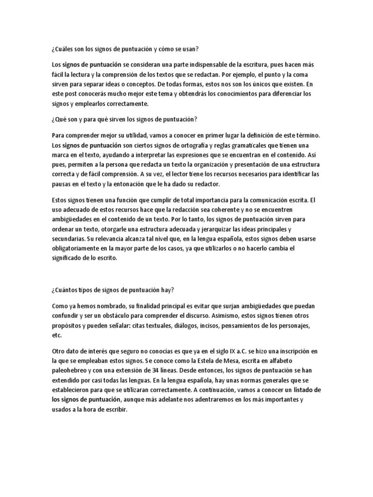 Signos de Puntuación y su Uso | PDF | Puntuación | Coma
