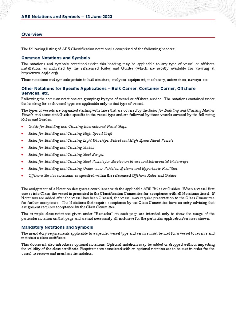 Class Notations Table June23 | PDF