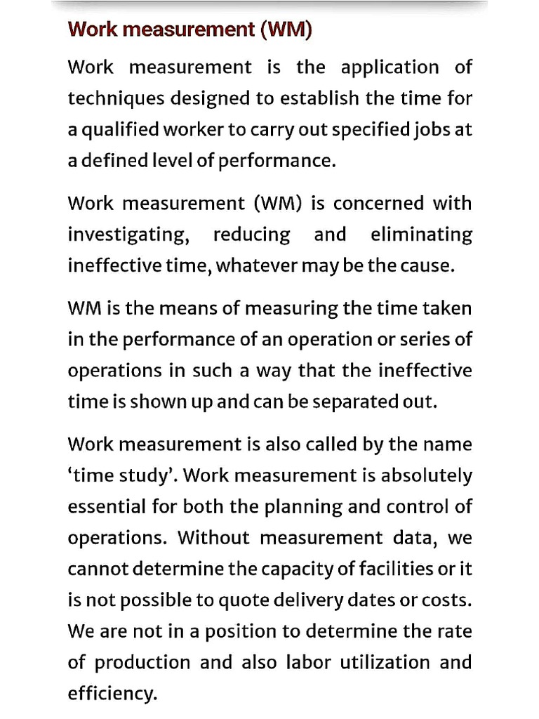 Techniques of Work Measurement | PDF