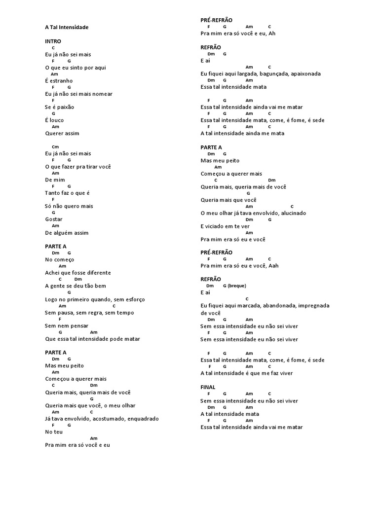03 A Tal Intensidade - Cifra | PDF