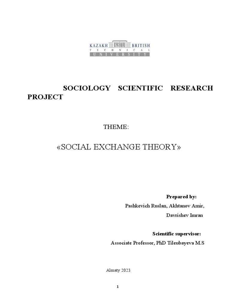 Sociology Project Social Exchange Theory | PDF