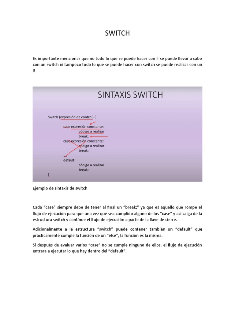 Condicional Switch | PDF | Métodos y materiales de enseñanza | Computadoras