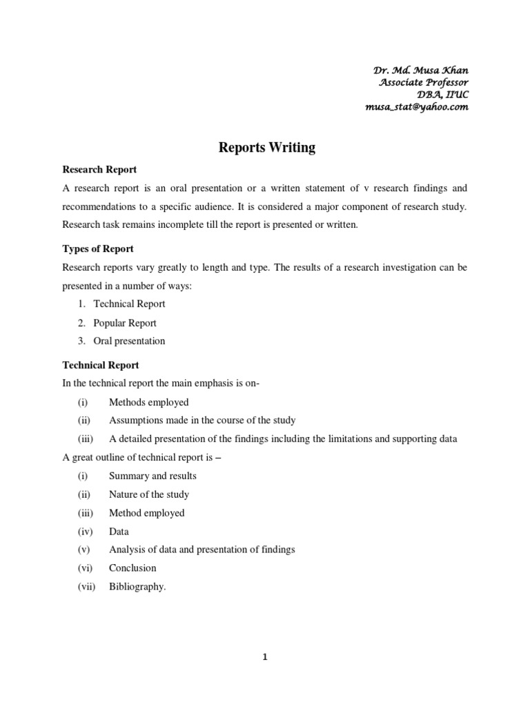 Report Writing | PDF | Data Analysis | Methodology