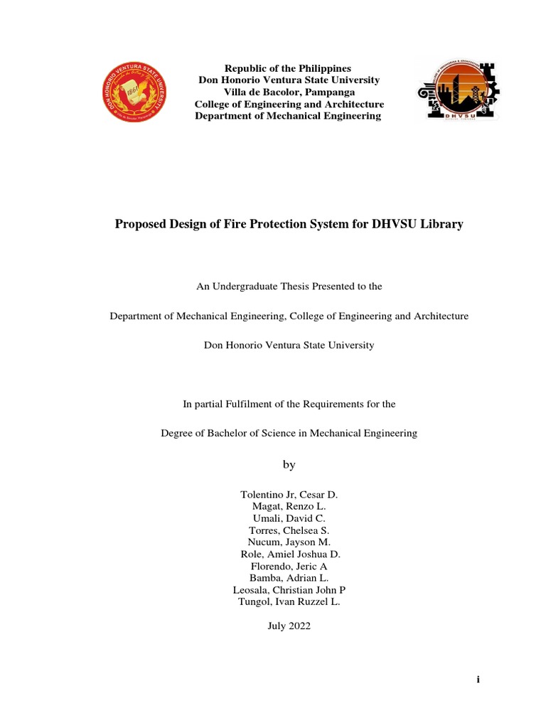 Proposed Design of Fire Protection System For Dhvsu Library | PDF