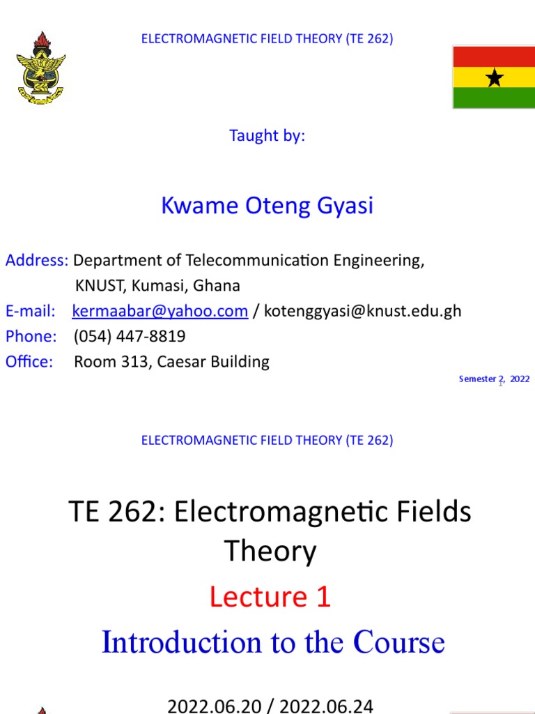 EM Fields Lecture Slides | PDF | Electric Field | Divergence