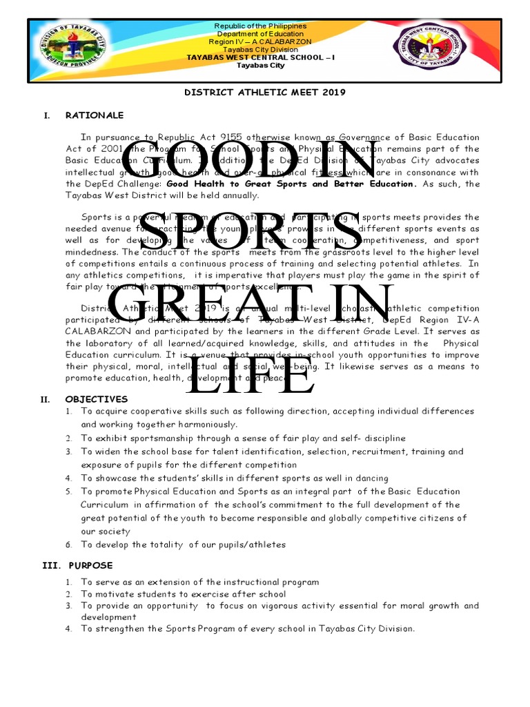 Tayabas District Athletic Meet 2019 | PDF | Teachers | Sports