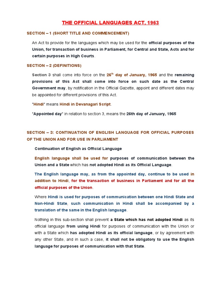 Official Language Act | PDF