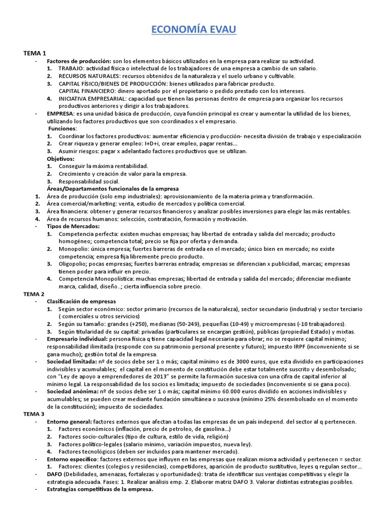 Economía Evau | PDF | Business | Factores de producción