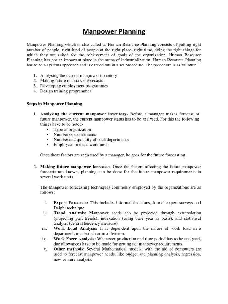 Manpower Planning Process | PDF | Human Resource Management | Forecasting