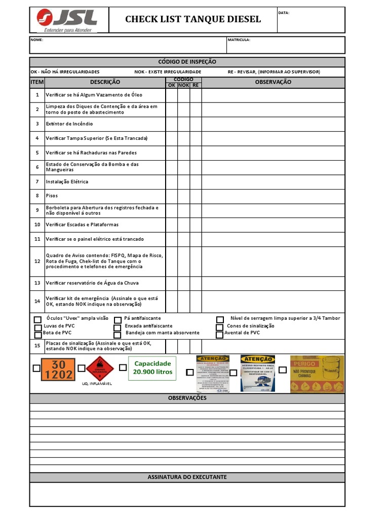 Fr-Ssma-029 - Chek-List Tanque de Disel | PDF