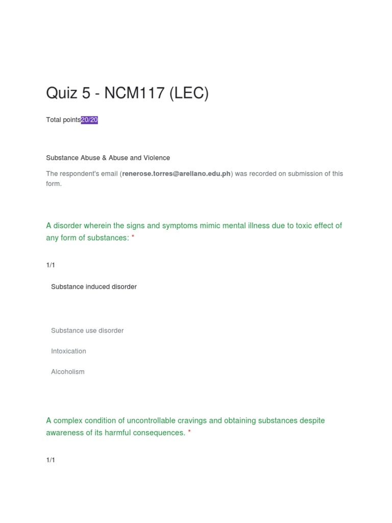 Q1 - WS6 Substance Abuse (RLE) ORAL REVALIDA | PDF