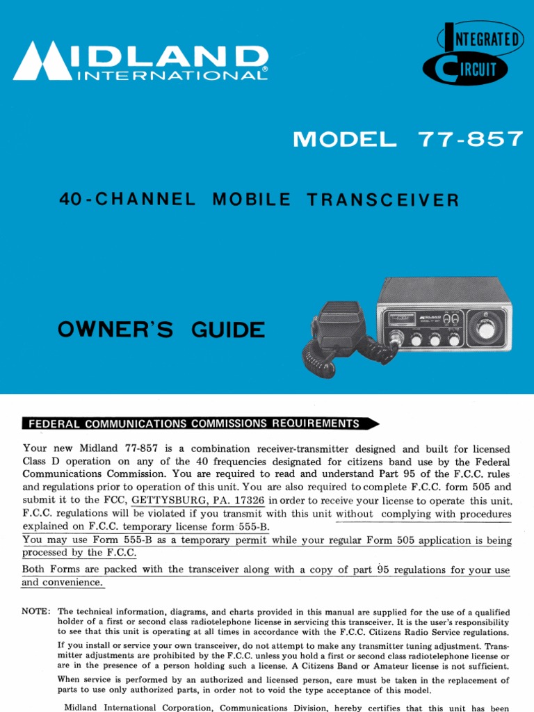 Midland 77-857 | PDF | Antenna (Radio) | Federal Communications Commission