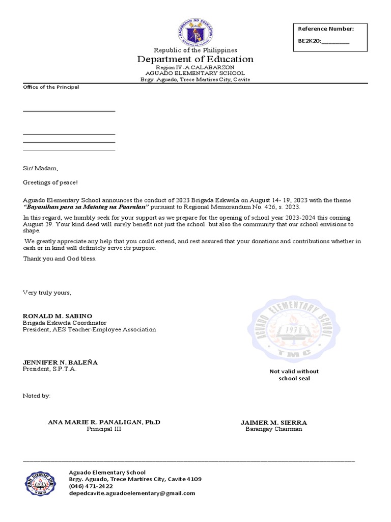 Solicitation Letter Brigada 2023 | PDF