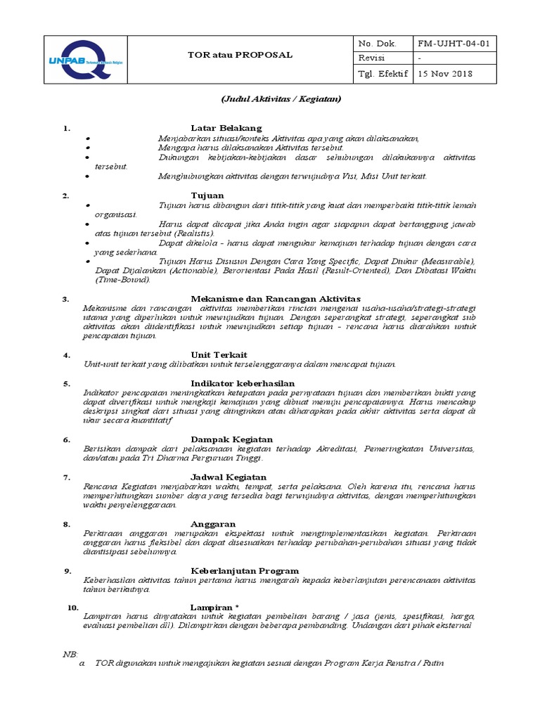 Contoh Proposal Tor | PDF