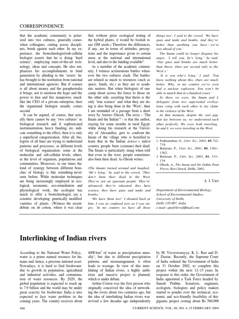 Interlinking of Indian Rivers | PDF