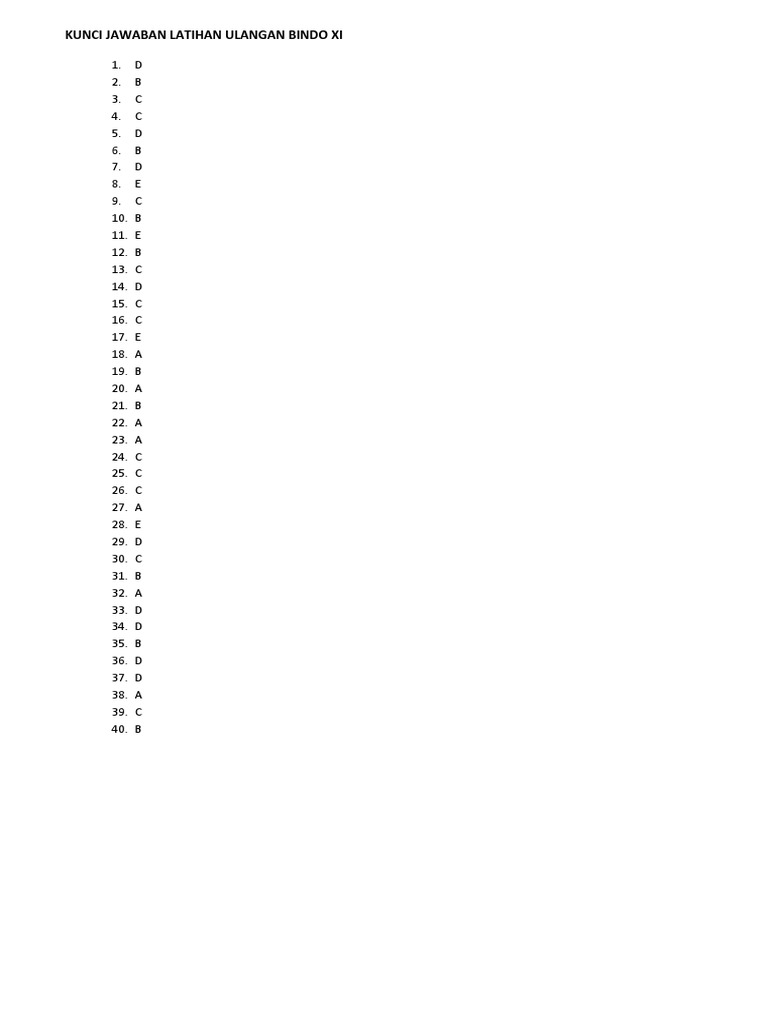 Kunci Jawaban Latihan Bindo Xi | PDF